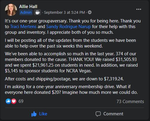 Allison Hall — $20 to Sponsor a Student in Need – Stenonymous