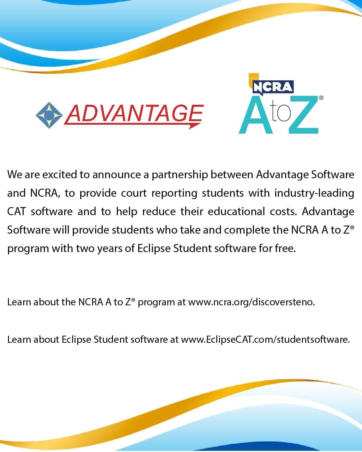 Educational Partnership Between NCRA and Advantage Announced – Stenonymous